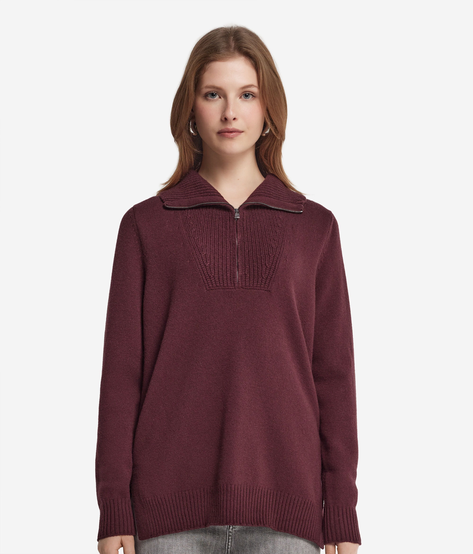 Ultrasoft Cashmere Zippered Turtleneck Sweater | Falconeri