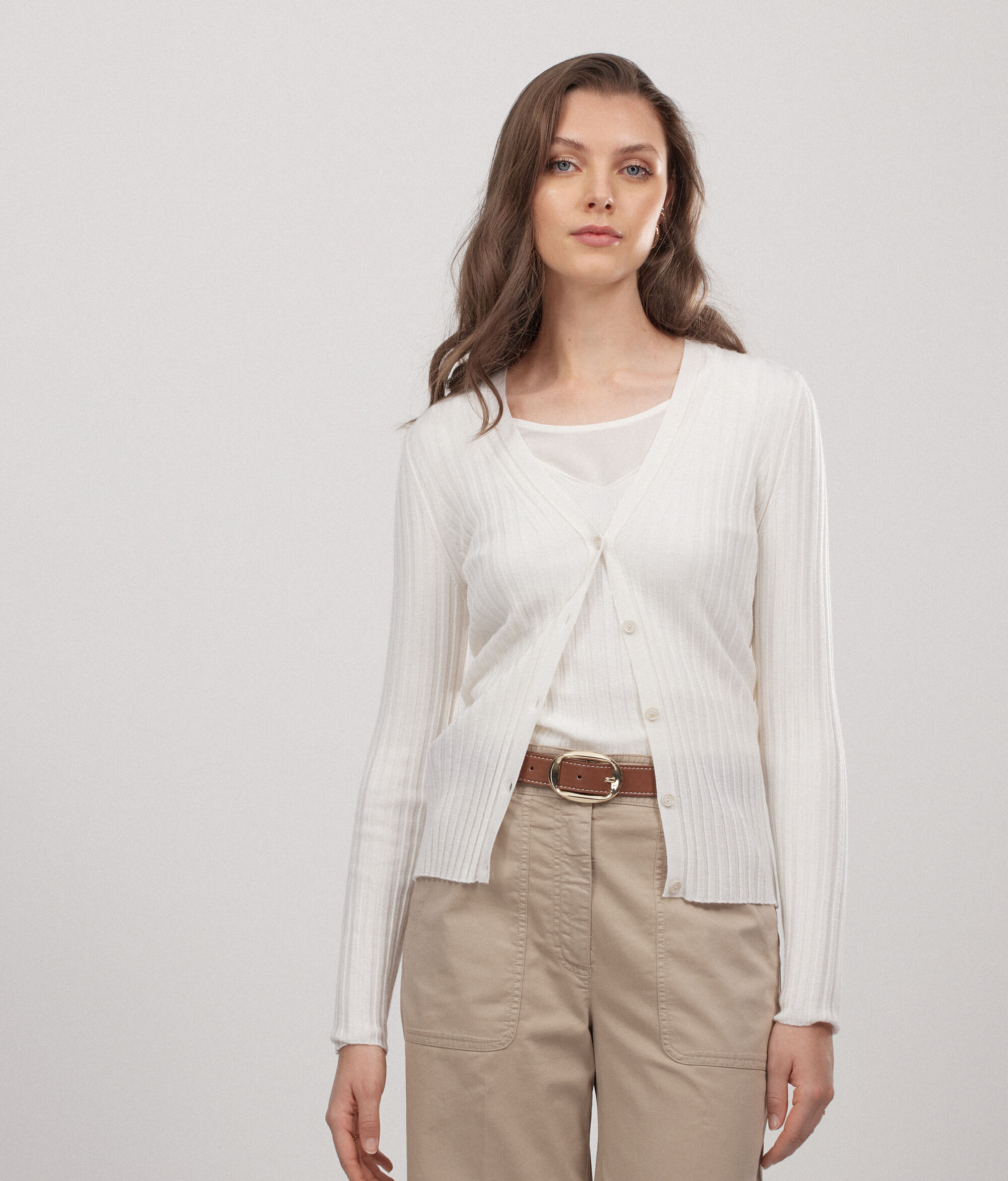 Ultrafine Cashmere Ribbed Cardigan - Cardigans | Falconeri