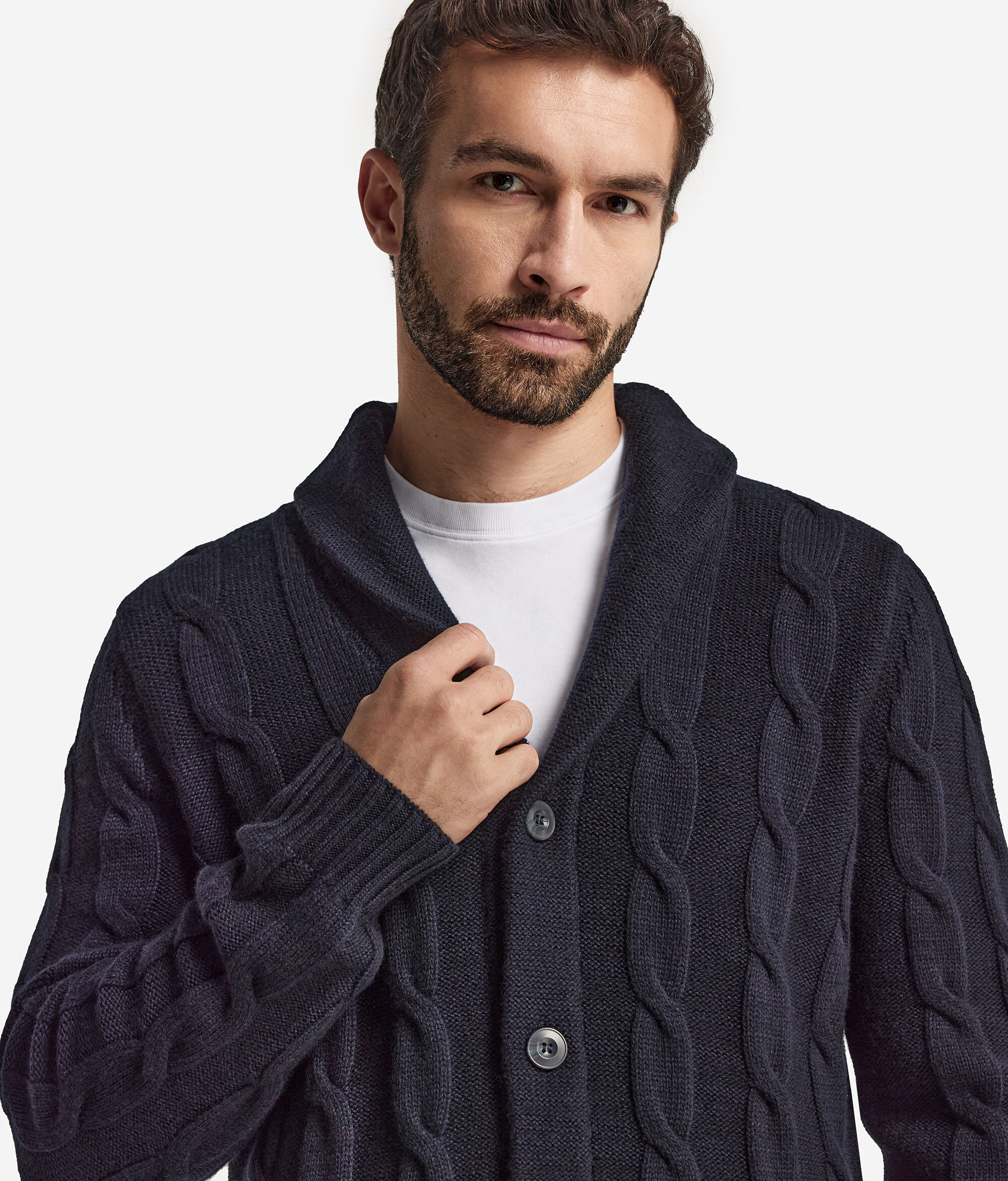 Cable Knit Wool Cardigan | Falconeri