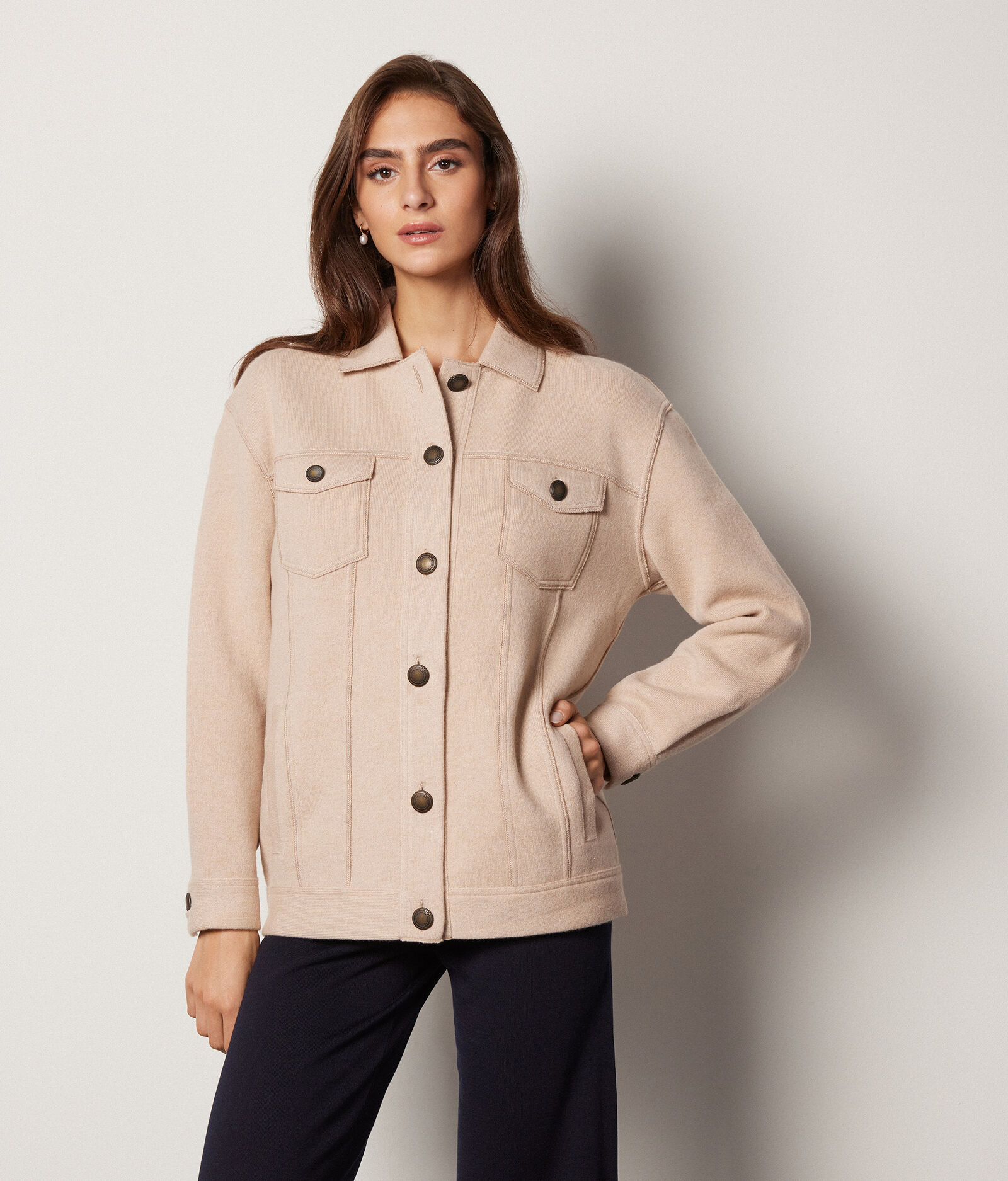 Short Cashmere Jacket with Stitching - Jackets & Blazers | Falconeri