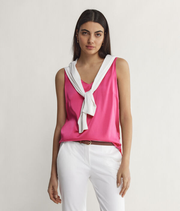 Silk V-Neck Tank Top - Tops & T-Shirts | Falconeri