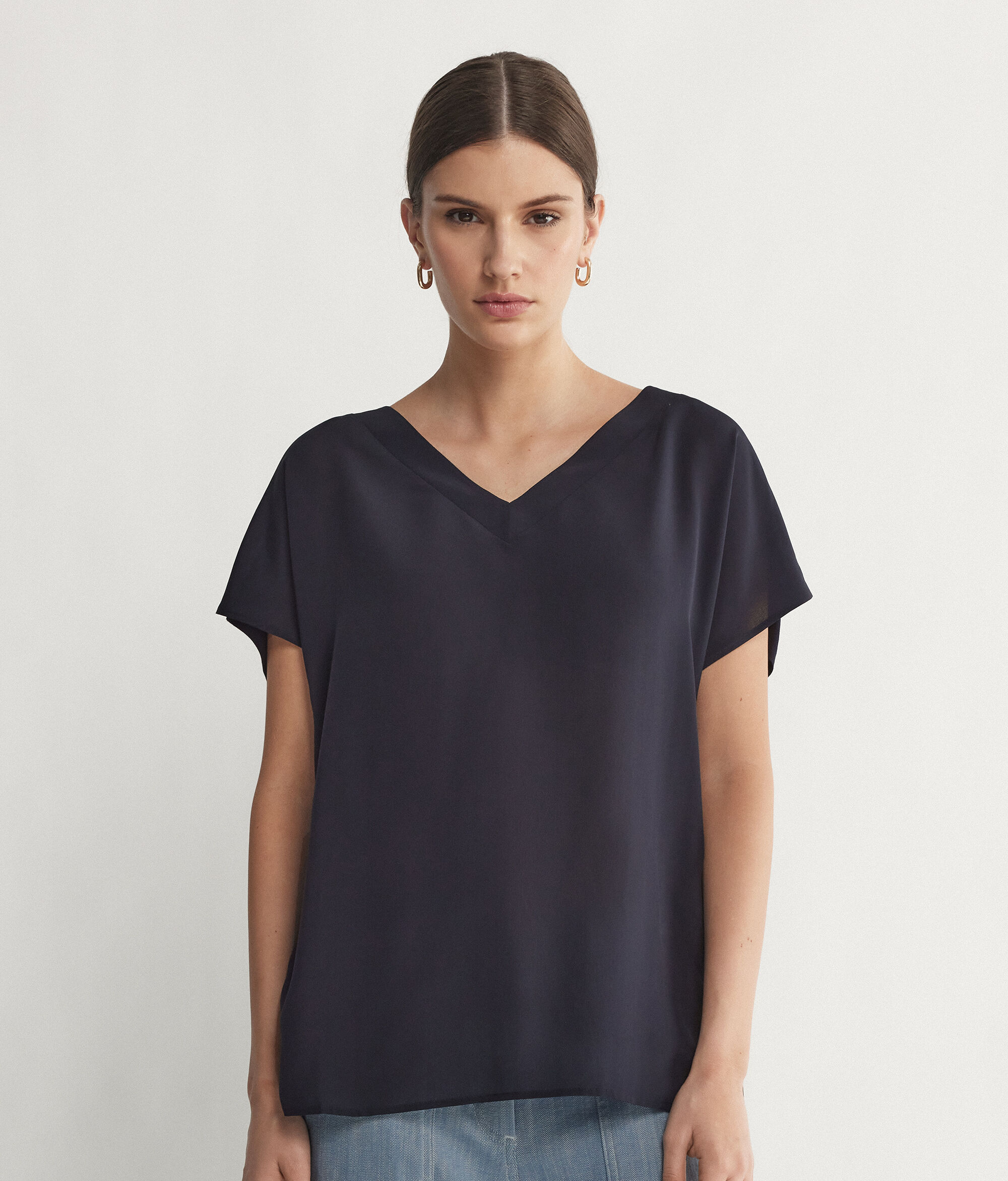 T-Shirt Seta Scollo V Kimono - Top e T-Shirt | Falconeri