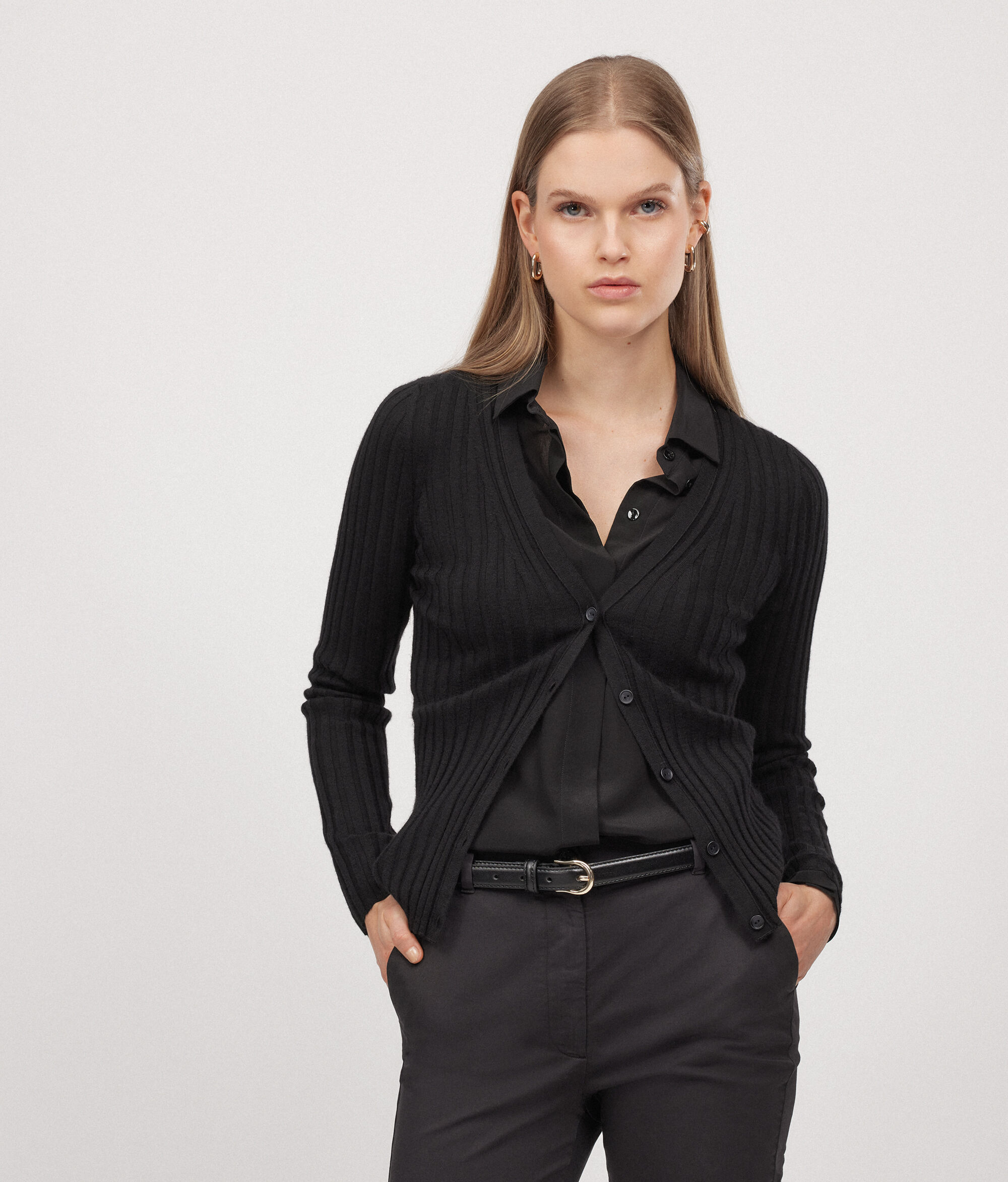 Ultrafine Cashmere Ribbed Cardigan - Cardigans | Falconeri