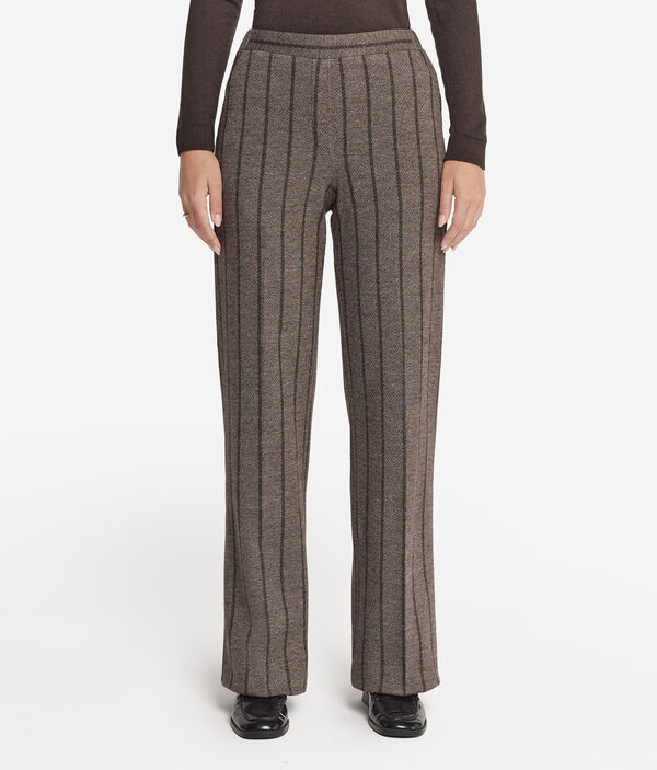 Cotton and Wool Pinstriped Palazzo Pants | Falconeri
