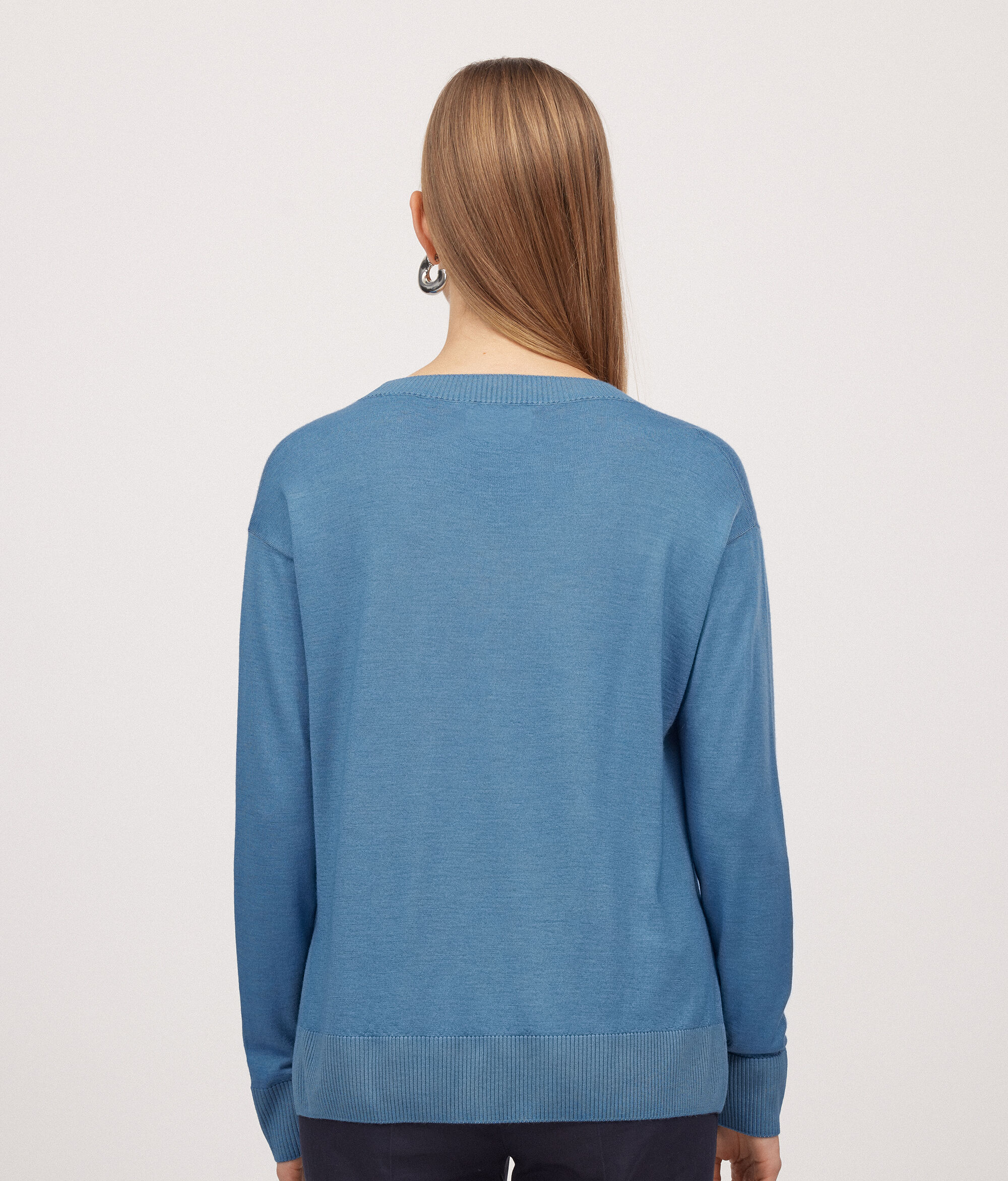 Cashmere Crew Neck Sweater with Slits - Round Neck Sweaters | Falconeri