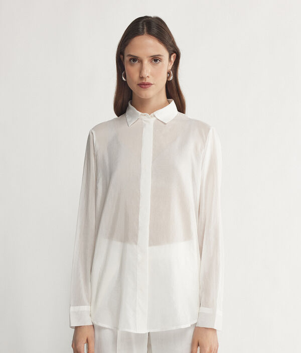 Collared Cotton Muslin Shirt - Shirts & Blouses | Falconeri