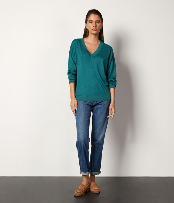 V-Neck Sweater in Ultrafine Cashmere - V-Neck Sweaters | Falconeri