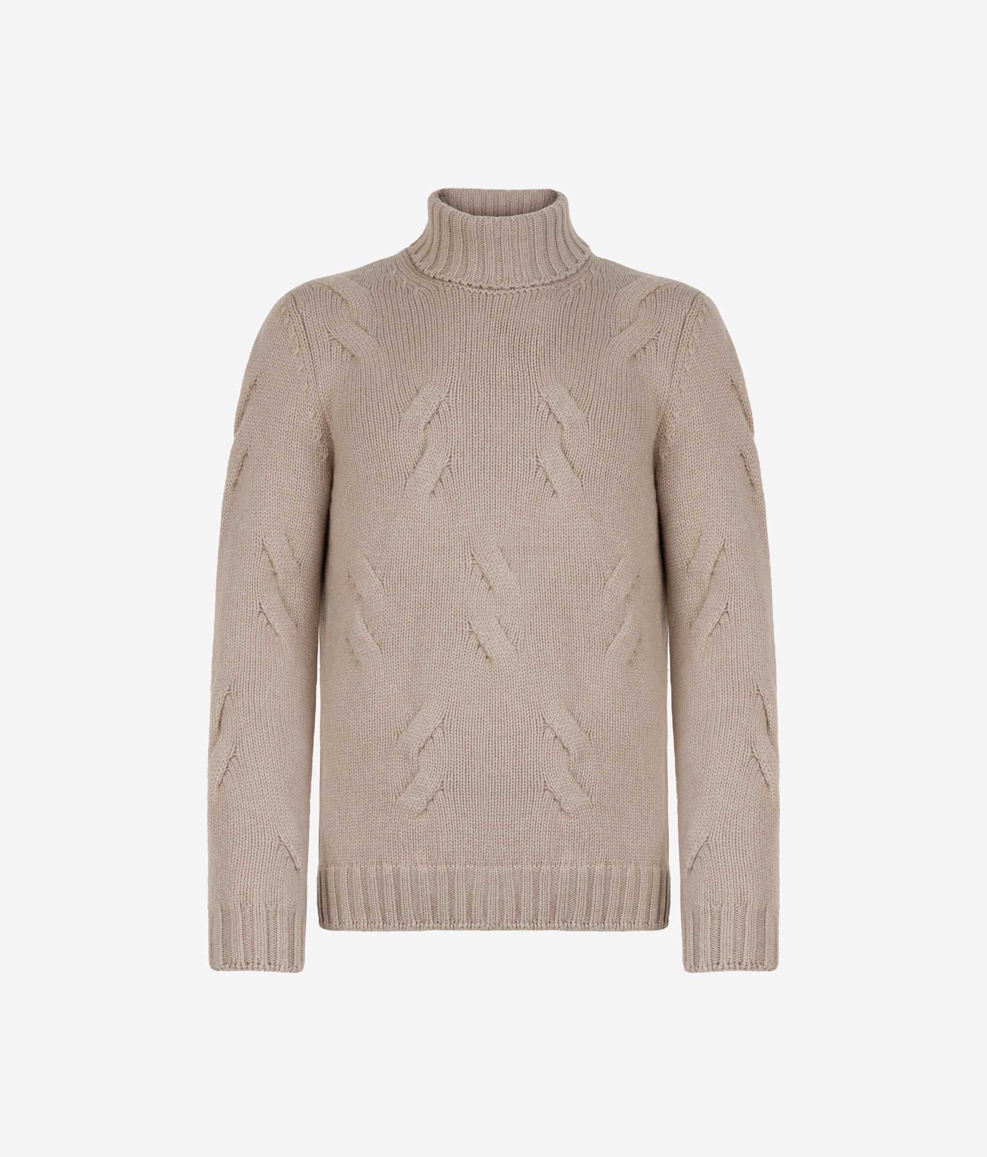 Cashmere Turtleneck Jumper with Cable Pattern | Falconeri